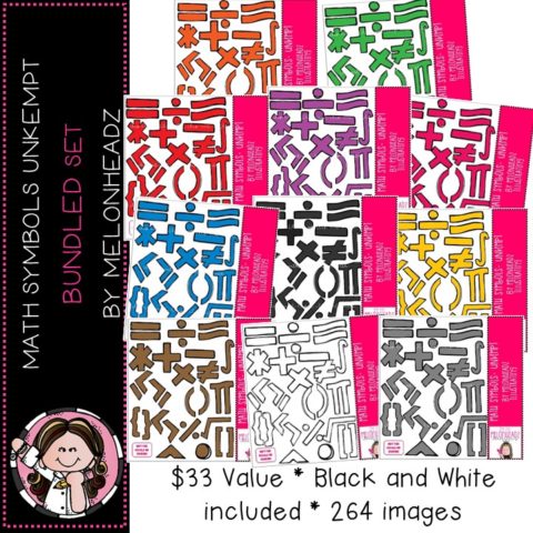 Math Symbols Unkempt clip art – BUNDLED SET - Melonheadz