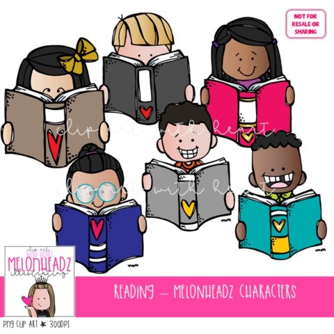 Reading clip art – Melonheadz Characters – Mini - Melonheadz