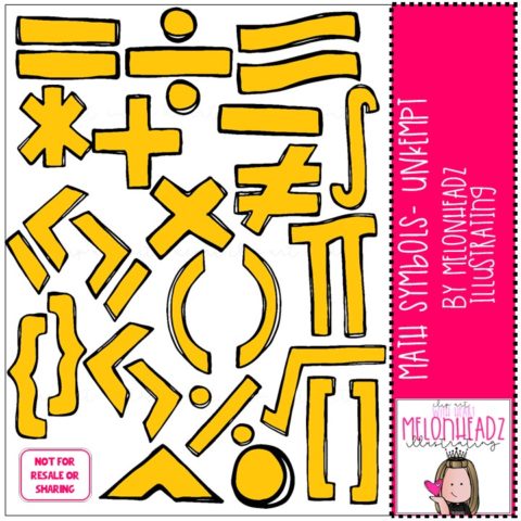 Math Symbols Unkempt clip art – YELLOW - Melonheadz