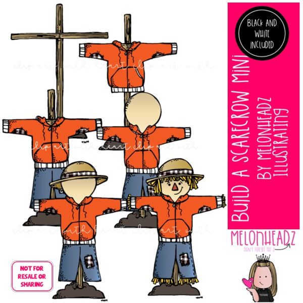 Build A Scarecrow clip art, fall, autumn, sequence Mini - Melonheadz