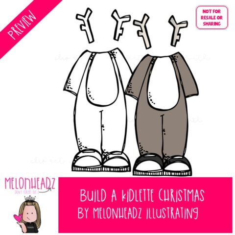 Build A Kidlette Christmas clip art digi stamp COMBO PACK - Melonheadz