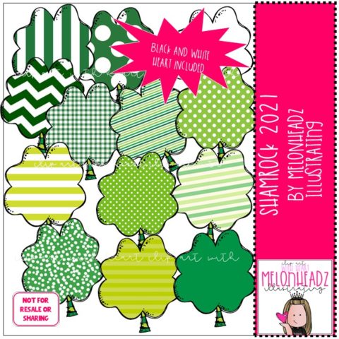 Shamrock clip art – Single Image - Melonheadz Illustrating