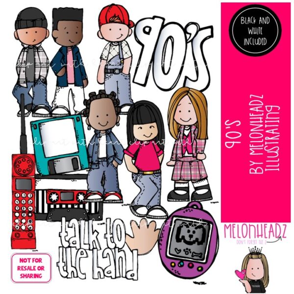 90s clip art, 1990 fashion clip art COMBO PACK - Melonheadz