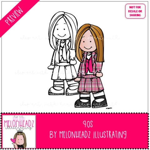 90s clip art, 1990 fashion clip art COMBO PACK - Melonheadz