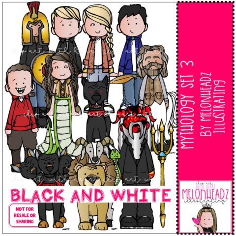 Mythology clip art – Set 3 – BLACK AND WHITE - Melonheadz