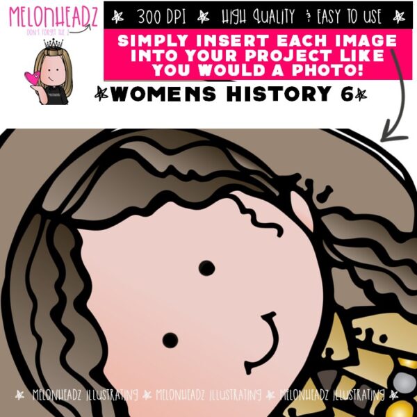 Women’s History clip art 6, historical figure MINI - Melonheadz