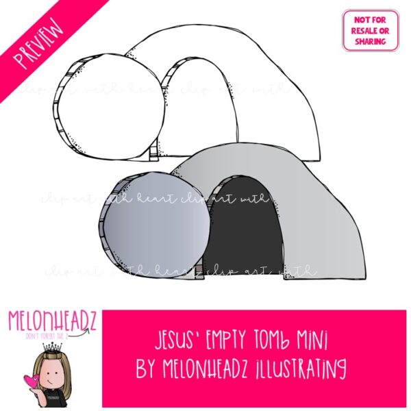 Jesus’ Empty Tomb clip art, Bible, Easter, Resurrection MINI - Melonheadz