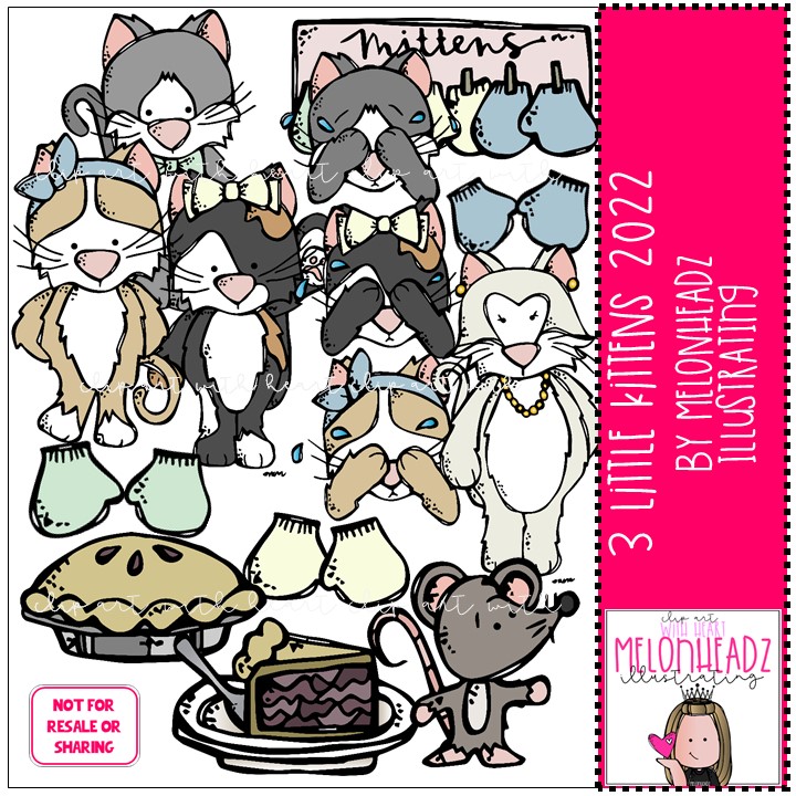 3 {Three} Little Kittens clip art – 2022 – COMBO PACK | Melonheadz ...