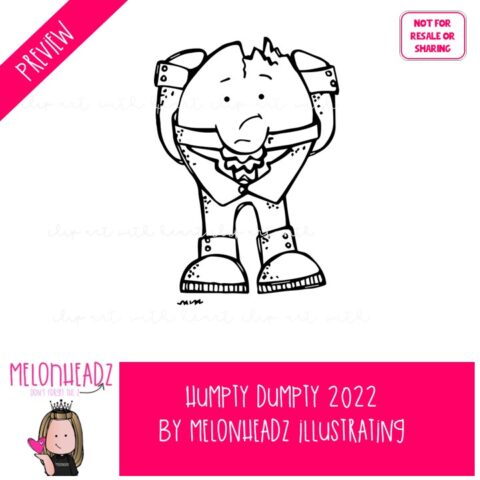 Humpty Dumpty clip art 2022, literature, book companion BLACK AND WHITE ...