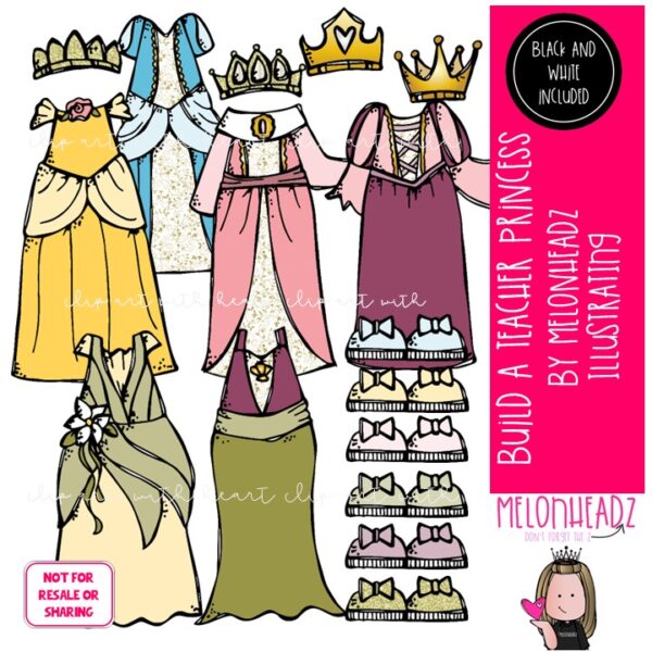 Build A Teacher clip art, Me, Princess Costumes, Halloween COMBO PACK ...