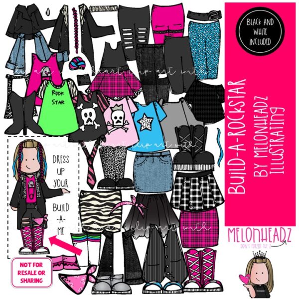 Build A Rockstar clip art, Build A Me, Teacher, digital paper doll ...