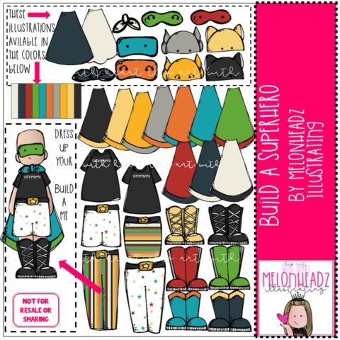 Build-A-Superhero clip art – Build-A-Teacher/Me clip art – COMBO PACK ...