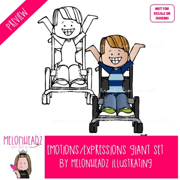 Expressions / Emotions clip art GIANT set, Feelings clip art - Melonheadz