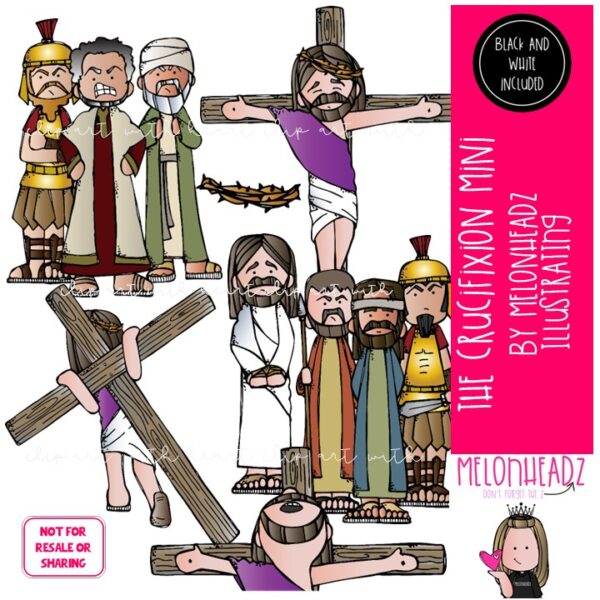 The Crucifixion clip art, Jesus, Bible, Easter MINI - Melonheadz