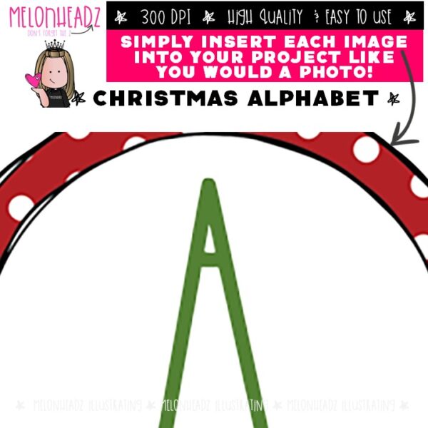 Christmas Alphabet clip art, Letters, site exclusive COLORED Version ...