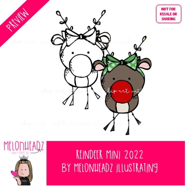 Reindeer 2022 clip art, Christmas clip art Mini - Melonheadz
