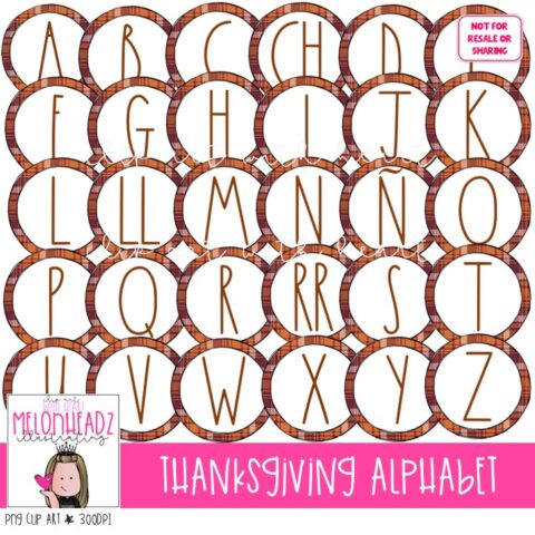 Thanksgiving (Fall) Alphabet clip art - Melonheadz