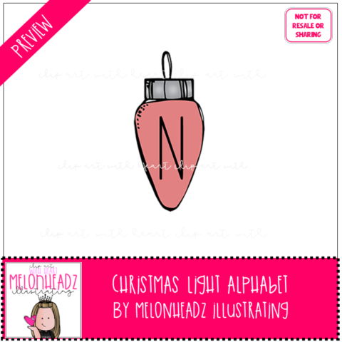 Christmas Light Alphabet clip art - Melonheadz