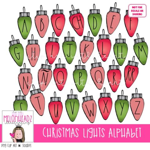 Christmas Light Alphabet clip art - Melonheadz