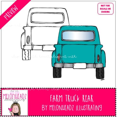 Farm Truck rear view clip art – Single Image - Melonheadz