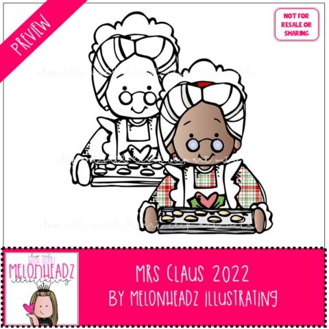 Mrs. Claus clip art Dark Skin – Mini - Melonheadz