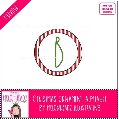 Christmas Ornament Alphabet clip art - Melonheadz