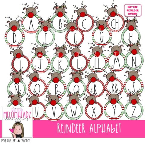 Reindeer Alphabet clip art - Melonheadz
