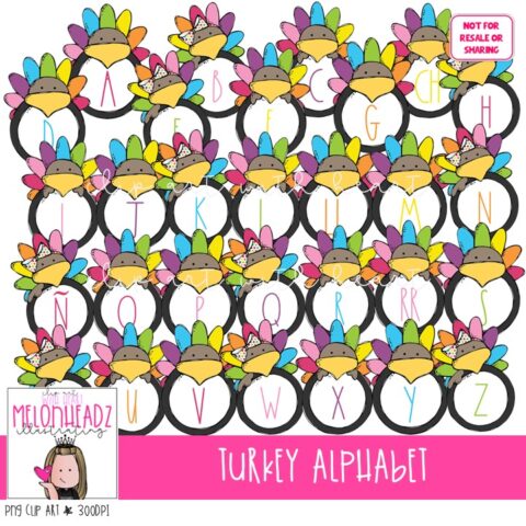 Turkey Alphabet clip art - Melonheadz