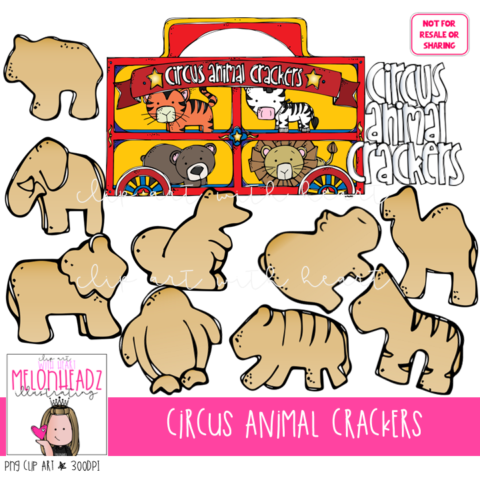 Circus Animal Crackers clipart, cookies clip art COLORED - Melonheadz