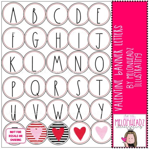 Valentine Banner Alphabet clip art - Melonheadz