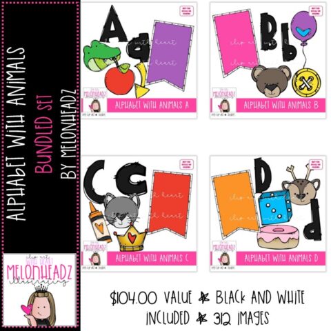 Alphabet with Animals clip art COMBO PACK - Melonheadz
