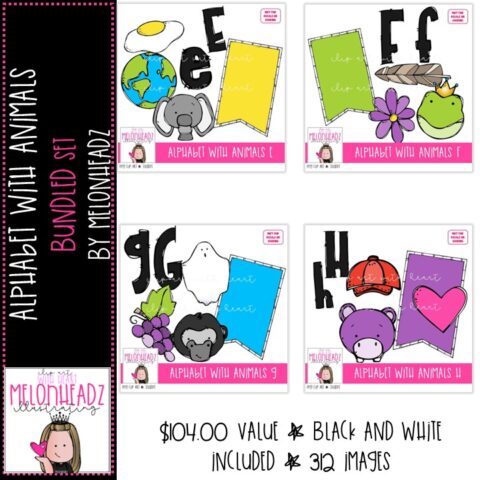 Alphabet with Animals clip art COMBO PACK - Melonheadz
