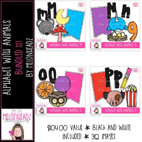 Alphabet with Animals clip art COMBO PACK - Melonheadz
