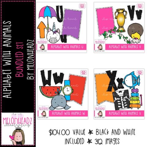 Alphabet with Animals clip art COMBO PACK - Melonheadz