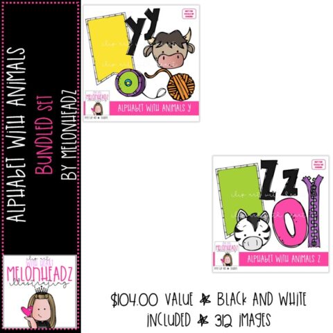 Alphabet with Animals clip art COMBO PACK - Melonheadz