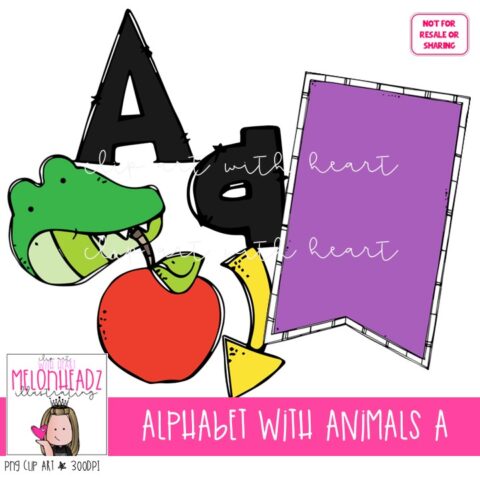 Alphabet with Animals A clip art MINI - Melonheadz