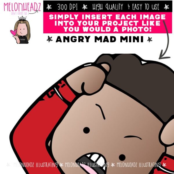 Angry Mad clip art, feelings, expressions, emotions MINI - Melonheadz
