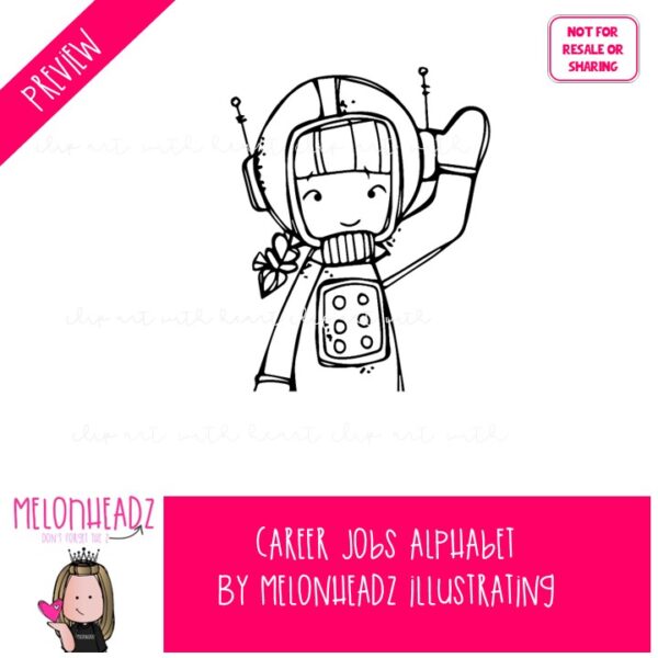 Career Alphabet clip art, job, employment BLACK AND WHITE - Melonheadz
