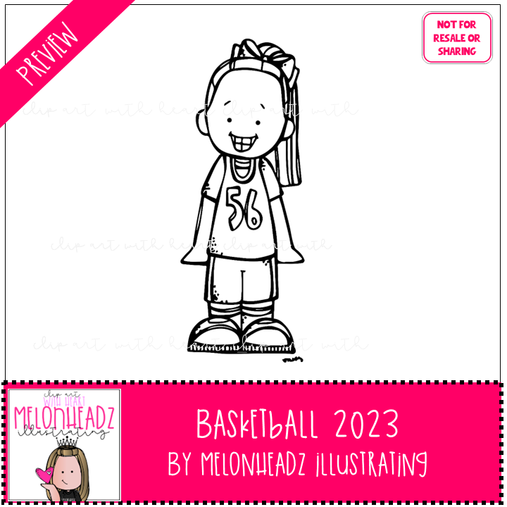 Basketball clipart 2023 – BLACK AND WHITE | Melonheadz Illustrating