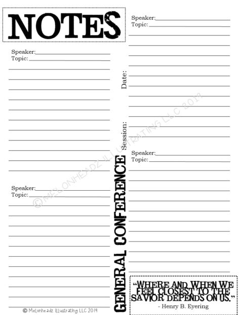 General Conference Notes, Page 2, LDS Printable - Melonheadz