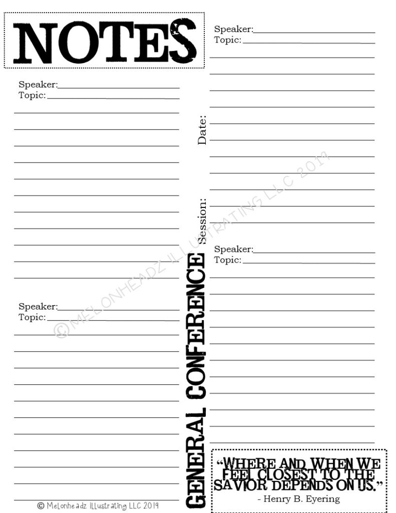 General Conference Notes Page 2, LDS Printable - Melonheadz