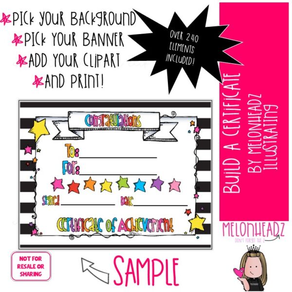 Build a Certificate, Award clip art, Recognition, Graduation - Melonheadz