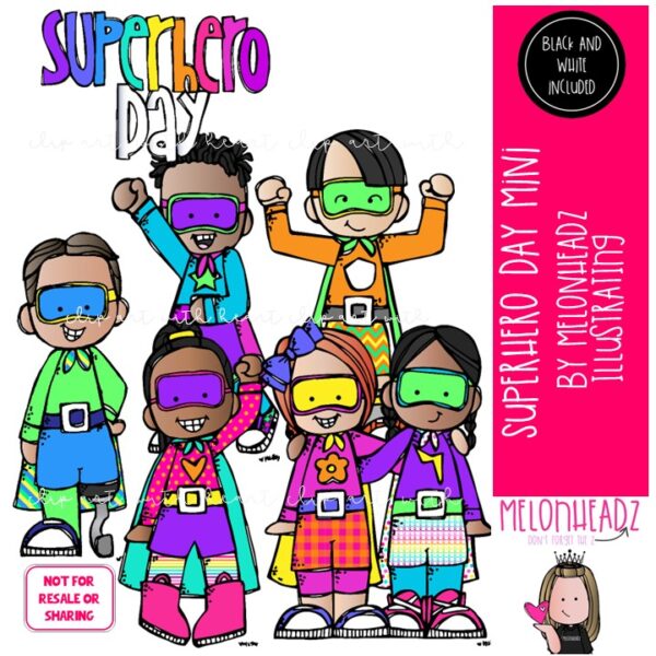 Superhero Day clipart, School Spirit clip art MINI - Melonheadz
