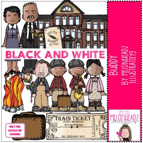 Buddy clip art BLACK AND WHITE - Melonheadz
