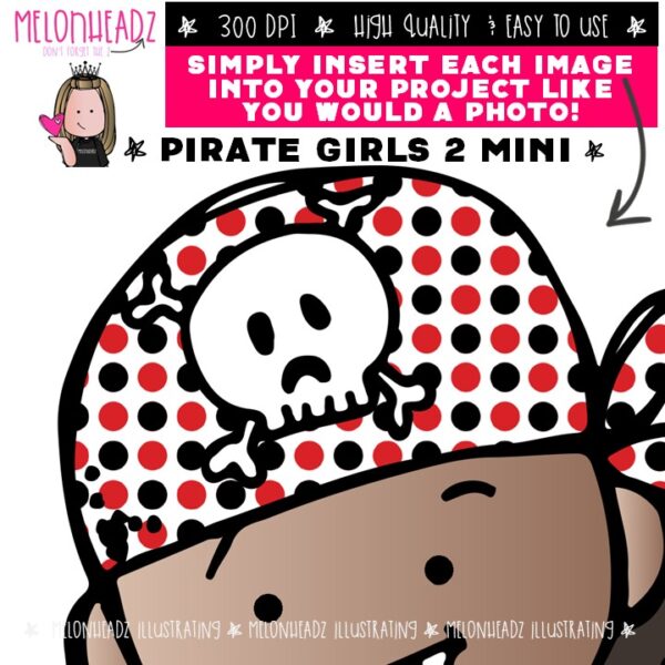 Pirate clip art 2, Girls Mini (site exclusive) - Melonheadz