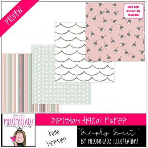 Birthday clipart – Digi Stamps {Simply Sweet} Digital Paper – BOHO ...