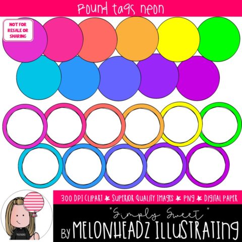 Round Tags clipart – Digi Stamps {Simply Sweet} NEON - Melonheadz