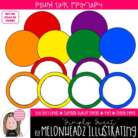 Round Tags clipart – Digi Stamps {Simply Sweet} PRIMARY - Melonheadz