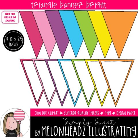 Triangle Banner clipart – Digi Stamps {Simply Sweet} BRIGHT - Melonheadz