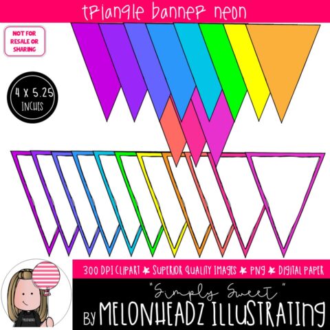Triangle Banner clipart – Digi Stamps {Simply Sweet} NEON - Melonheadz